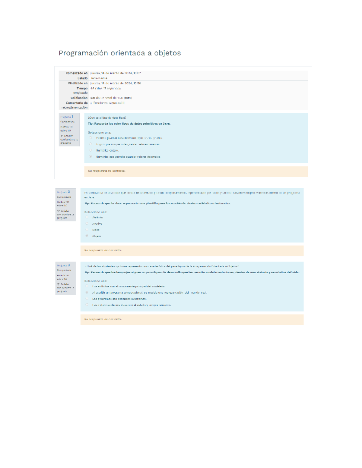 Programación orientada a objetos - Modalidad de Examenes Semana 2 - Gestión en procesos de ...