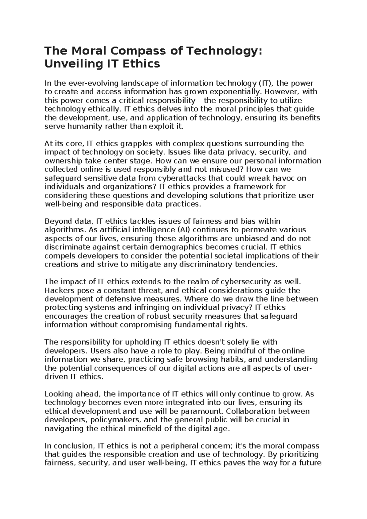 LEC 6 - Cool guys - The Moral Compass of Technology: Unveiling IT ...