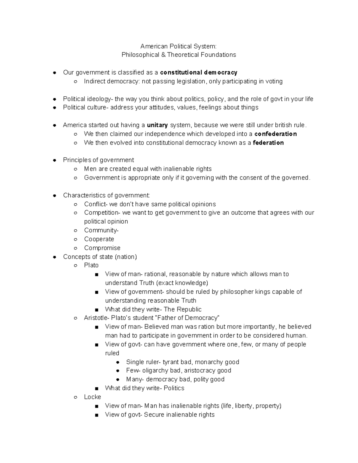 American Government - American Political System: Philosophical ...