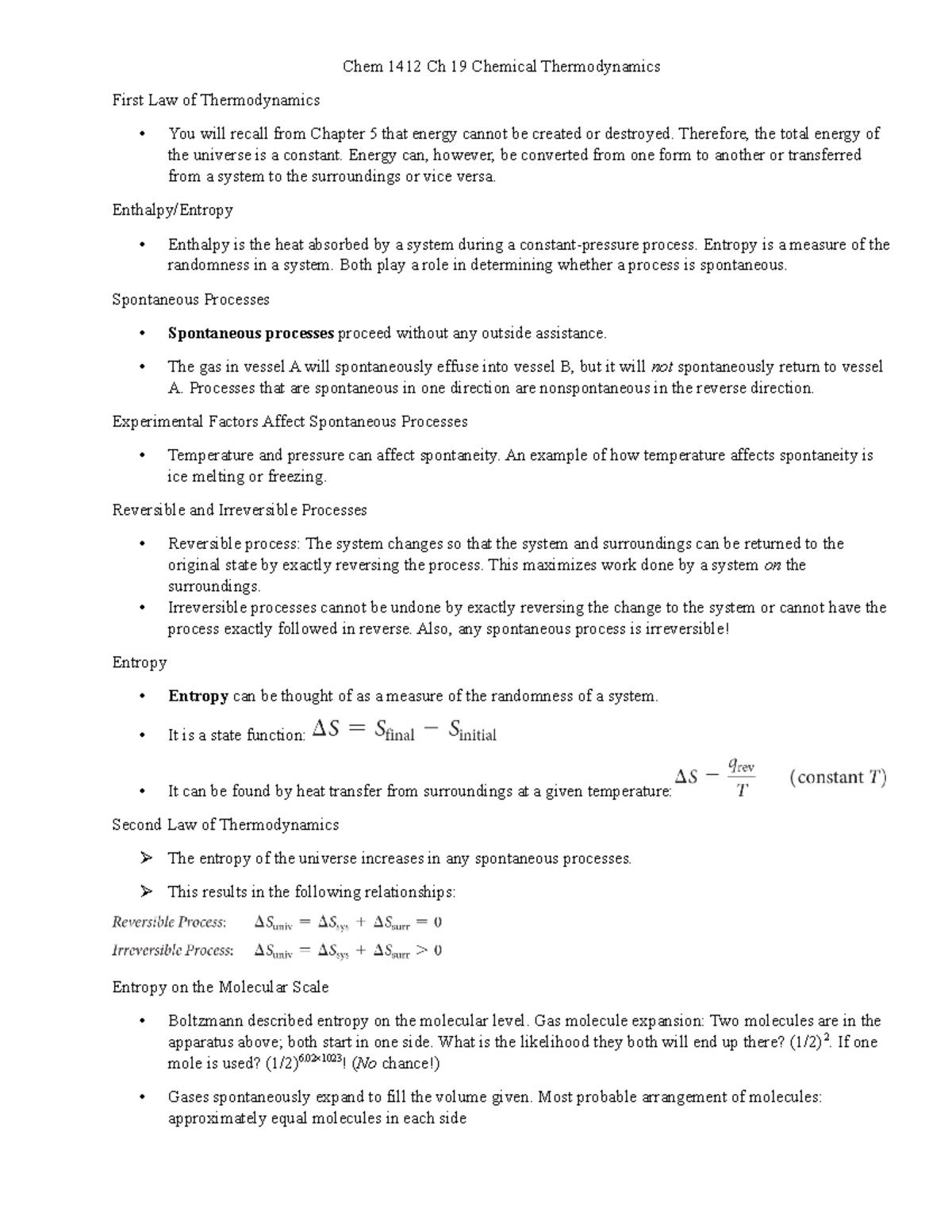 Chem 1412 Ch 19 - Detailed notes - Chem 1412 Ch 19 Chemical ...