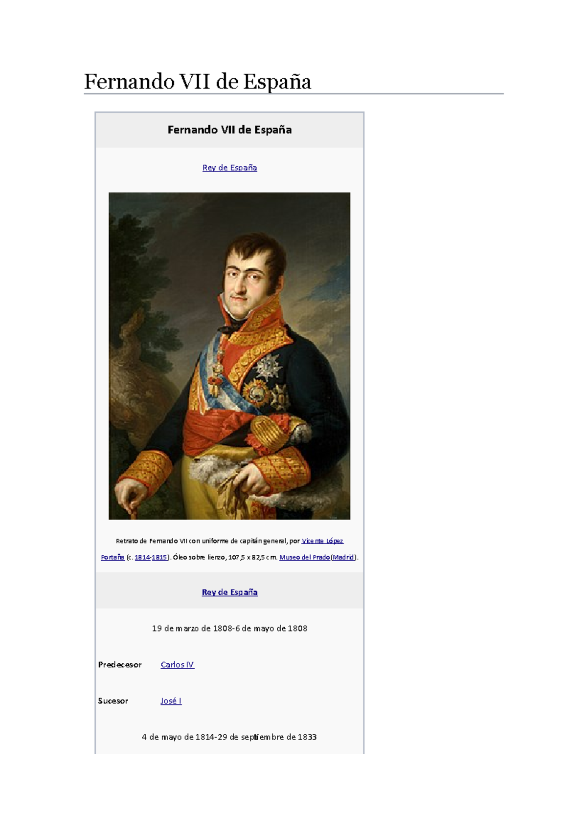 Fernando VII de España dbf n k 3jr d3 mf df - Historia - UNIVAC - Studocu