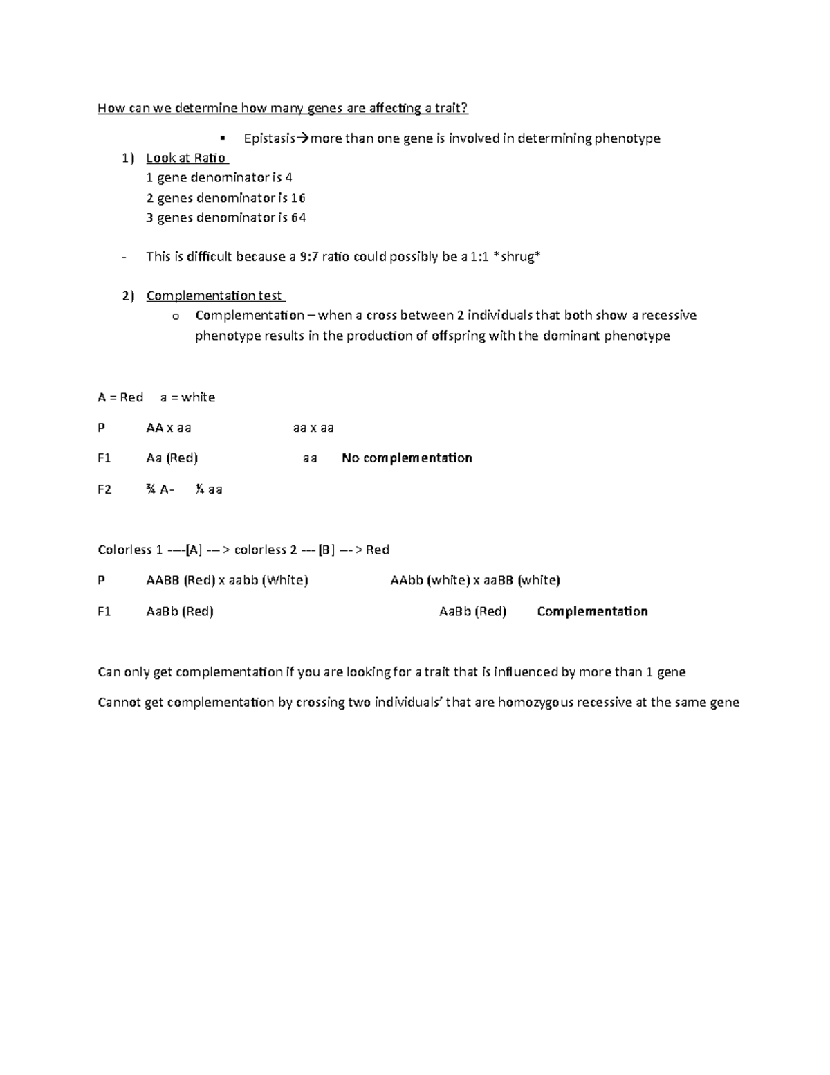 Genetics Exam1 Pt2 Notes - How can we determine how many genes are ...