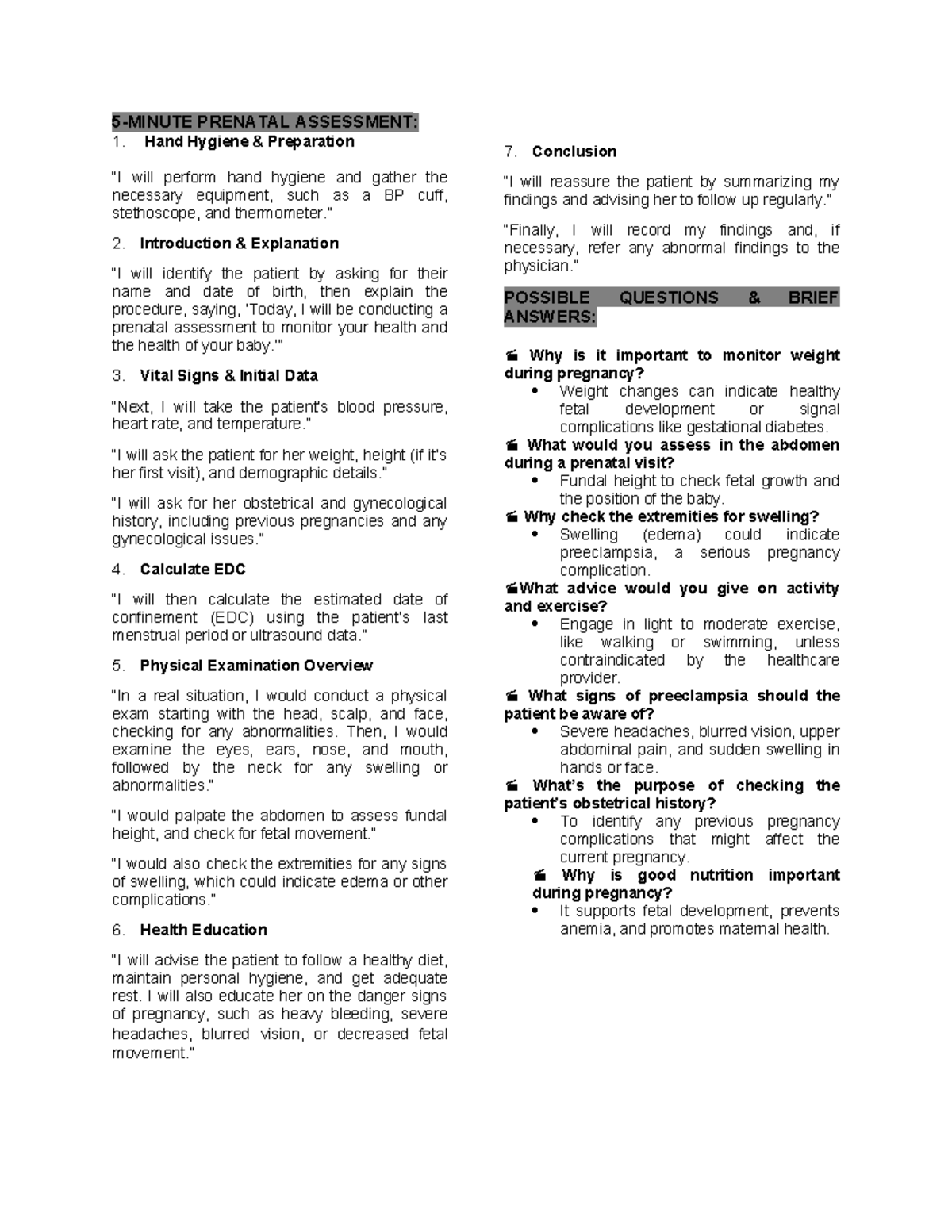 5 - retdem - 5-MINUTE PRENATAL ASSESSMENT: 1. Hand Hygiene ...