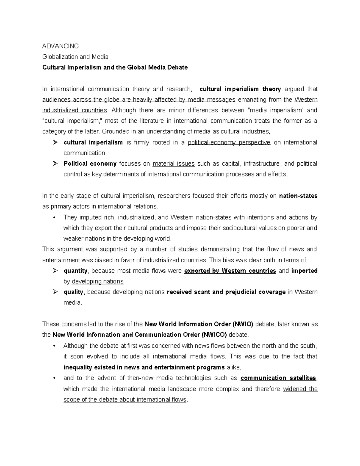 TCWD- Media - ADVANCING Globalization and Media Cultural Imperialism ...