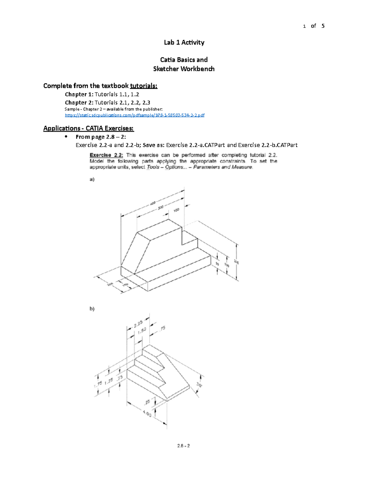 Lab #1 - Study Guide - Lab 1 Activity Catia Basics and Sketcher ...