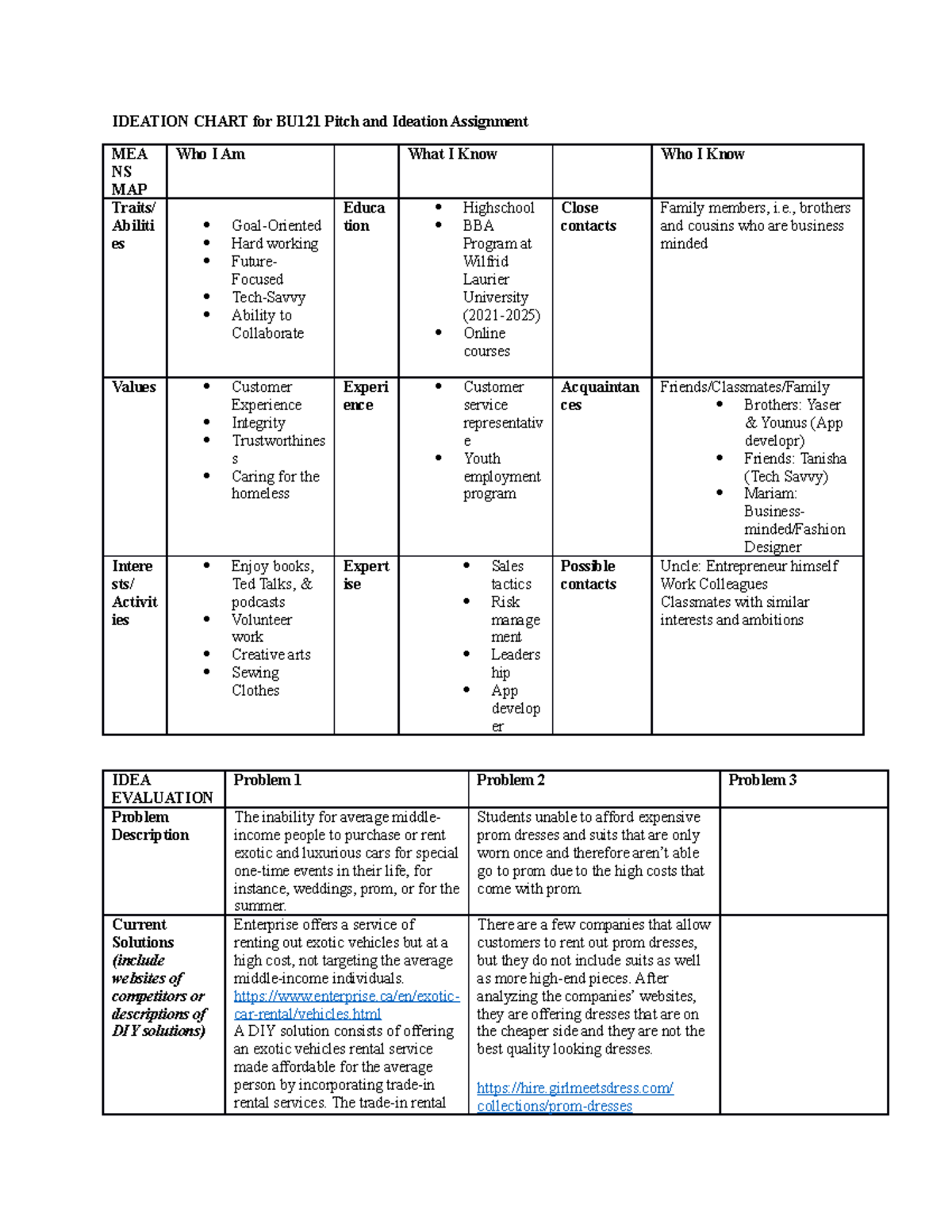 Ideation Chart (1) - These are some practice materials. - IDEATION ...