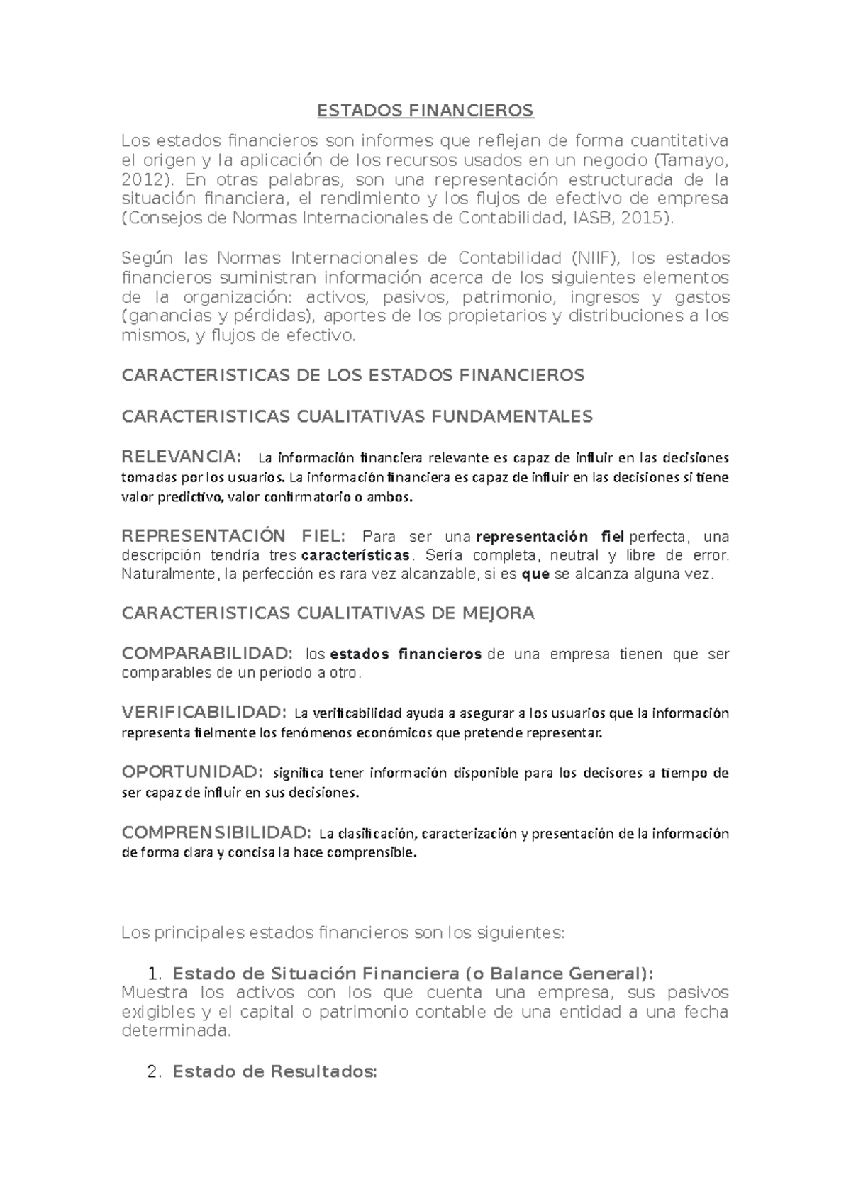 Estados Financieros - RESUMEN - ESTADOS FINANCIEROS Los estados ...