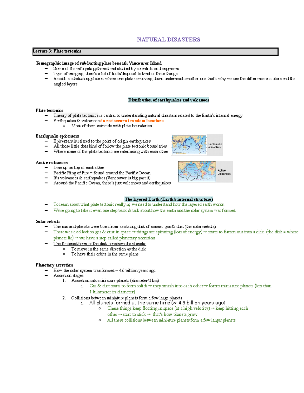 Lec3&4 - Lecture notes 3-4 - NATURAL DISASTERS Lecture 3: Plate ...