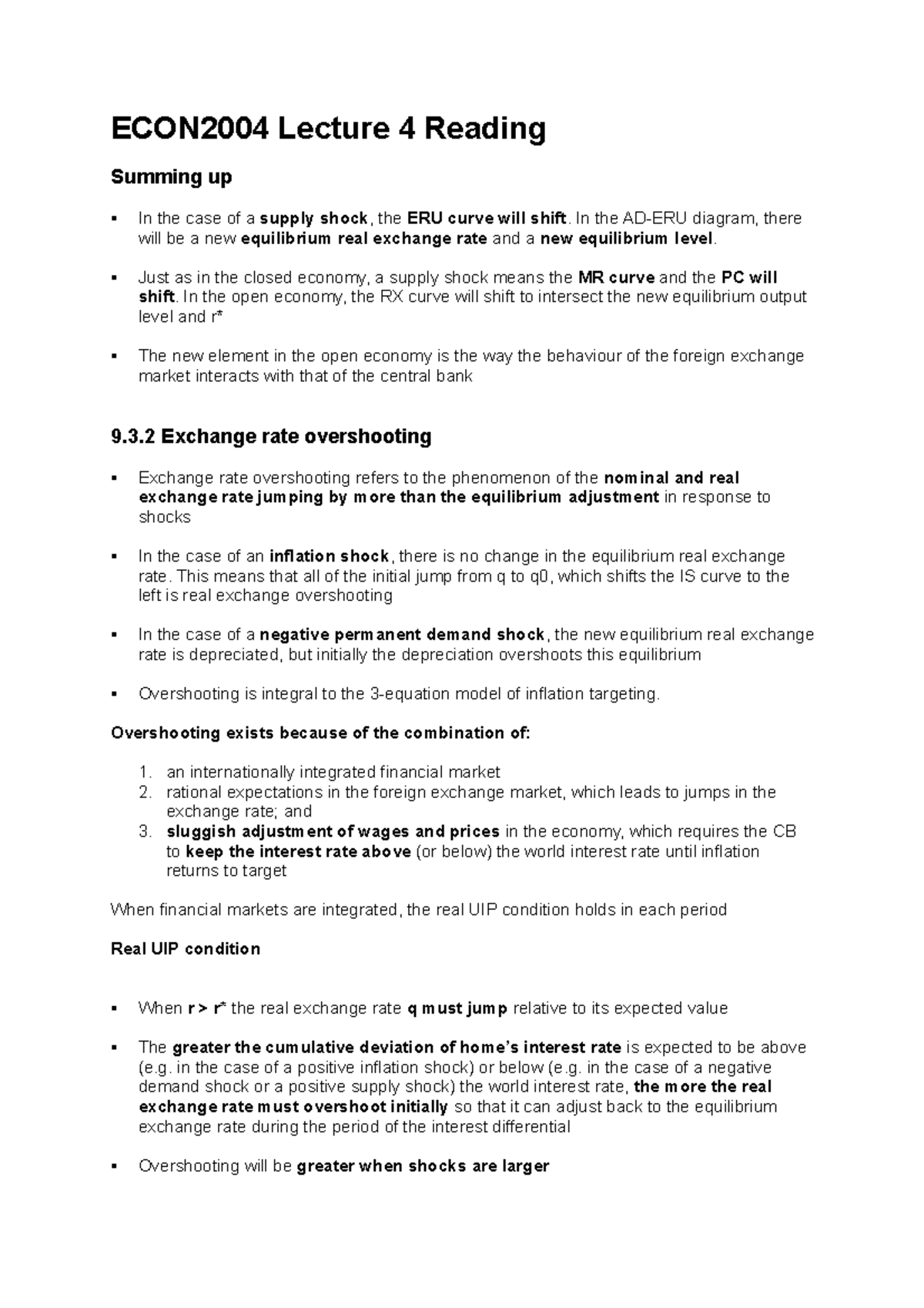 ECON2004 Term 2 Lecture 4 Reading - ECON2004 Lecture 4 Reading Summing up In the case of a ...