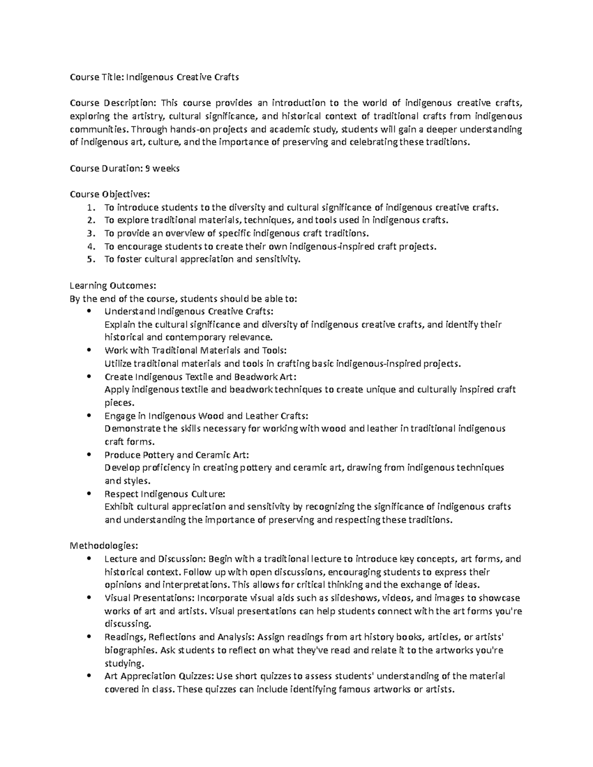 4 Indigenous Creative Crafts - Course Title: Indigenous Creative Crafts ...