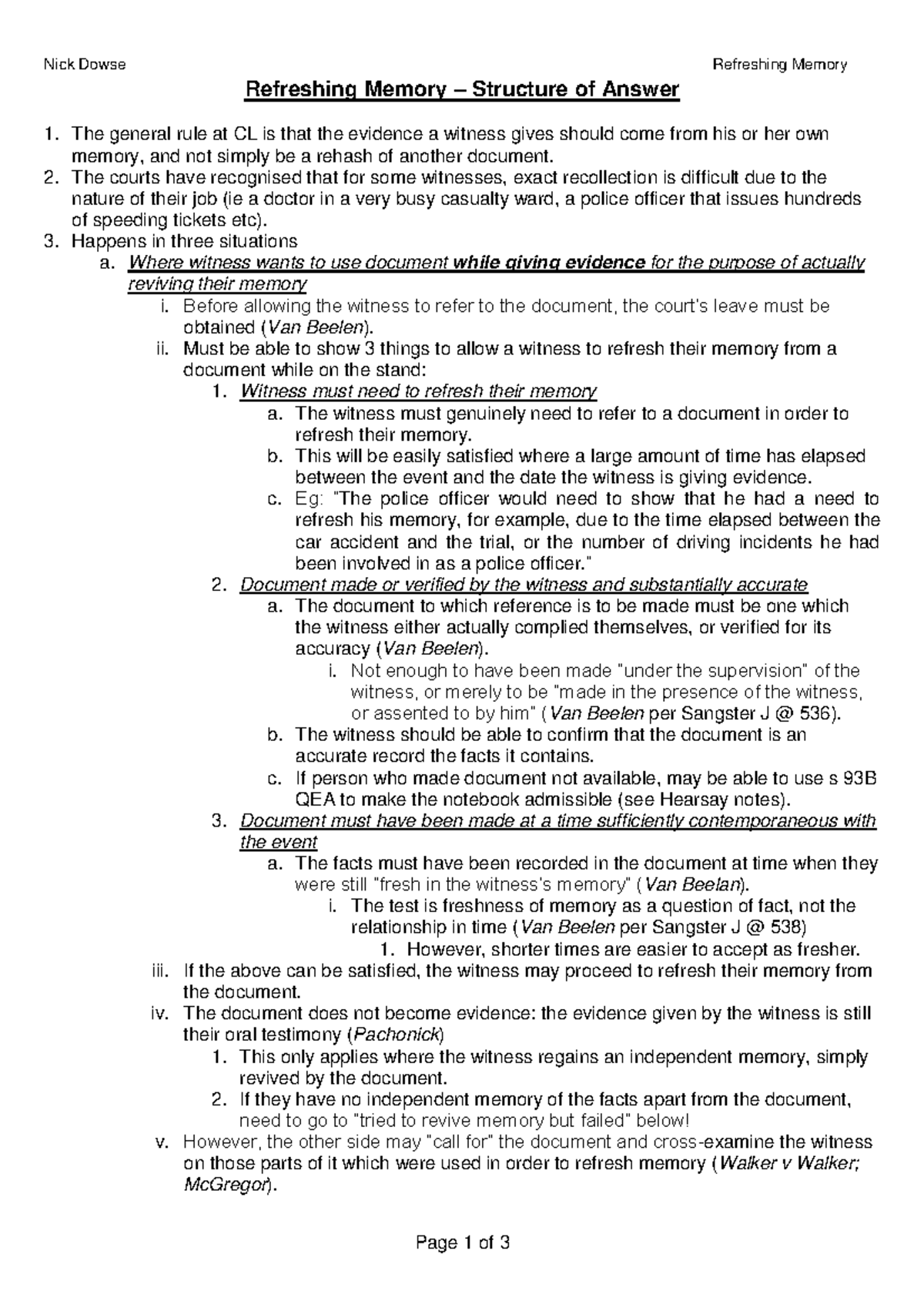 Refreshing Memory - Structure or Answer - Nick Dowse Refreshing Memory ...