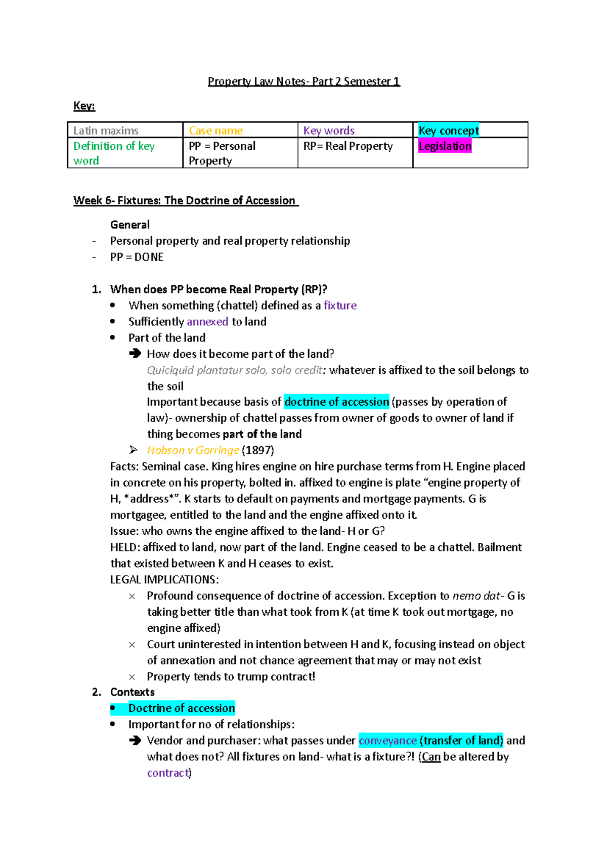 Property Law Notes Part 2 - King hires engine on hire purchase terms ...