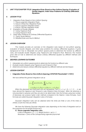 Solutions of problems in numerical methods and analysis - Bachelor of ...