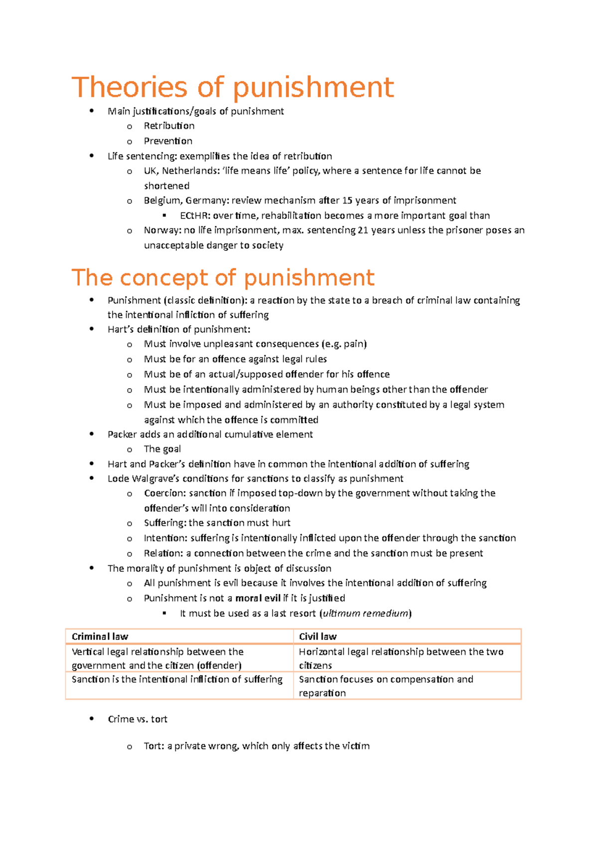Ch. 1 Theories of punishment - Theories of punishment Main ...