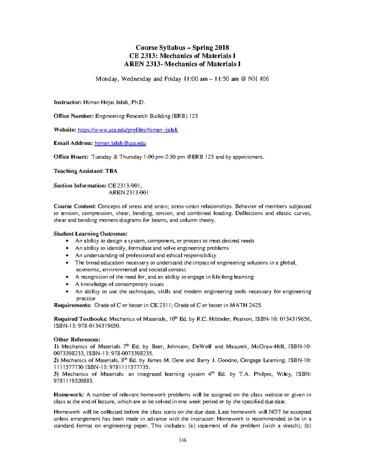 Syllabus-CE 2313-Spring 2018 - Course Syllabus – Spring 2018 CE 2313 ...