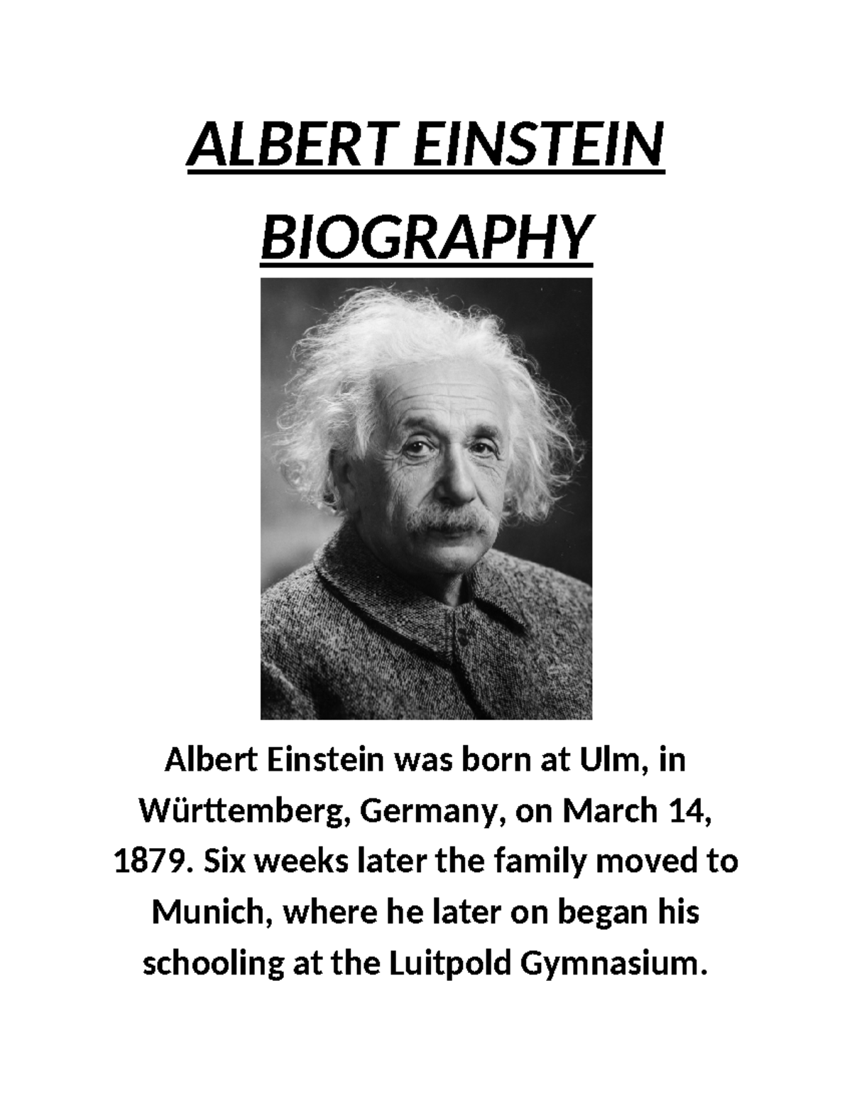 Albert Einstein Biography BY Vanshika - ALBERT EINSTEIN BIOGRAPHY ...