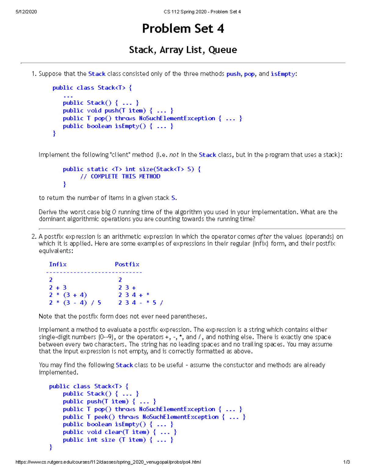 CS 112 Spring 2020 - Problem Set 4 - 5/12/2020 CS 112 Spring 2020 - Problem Set 4 - Studocu
