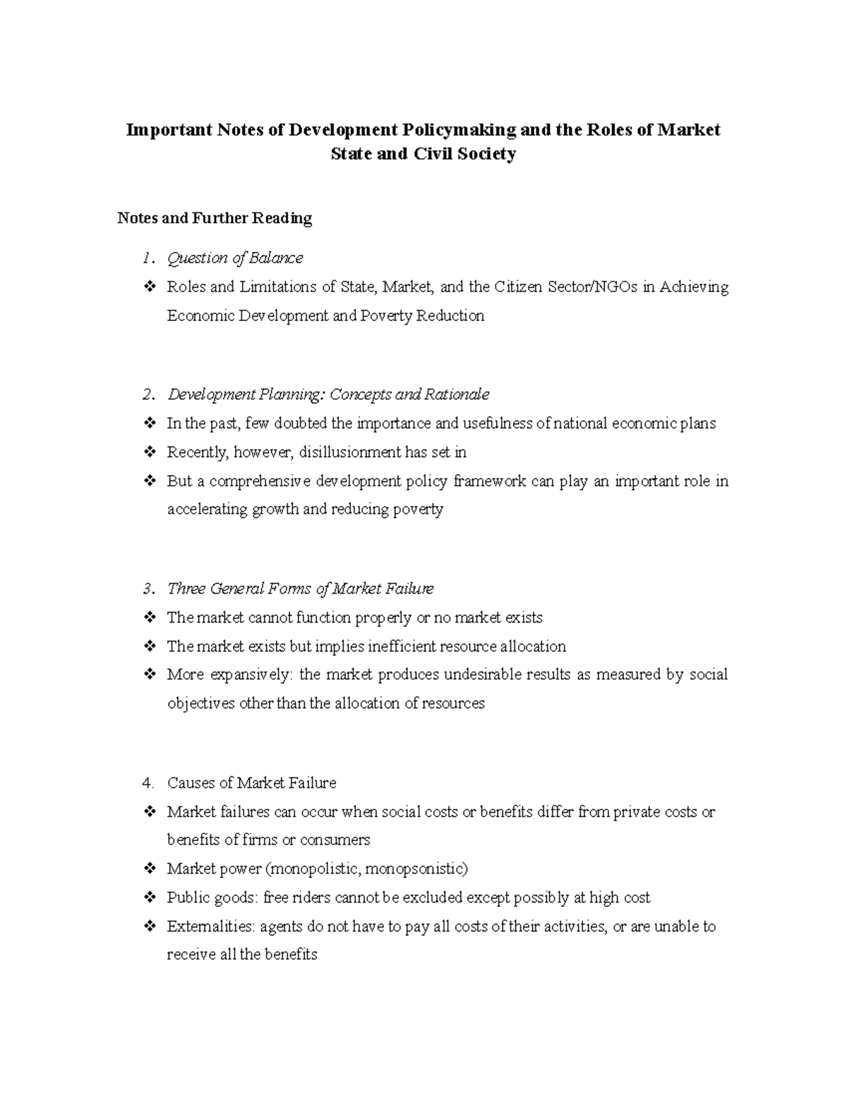 Development Policymaking and the Roles of Market State and Civil ...