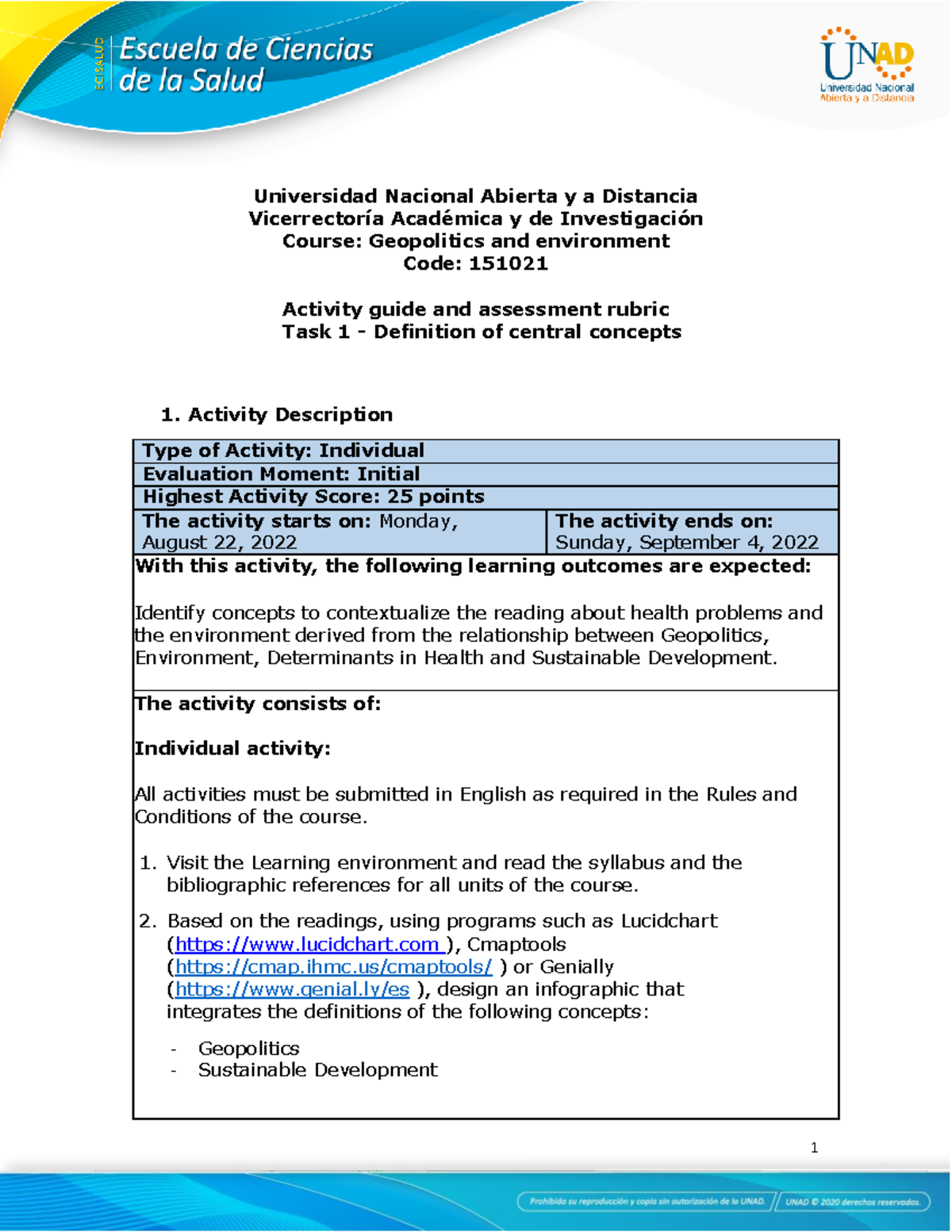 Activity guide and assessment rubric – Task 1 - Definition of central ...