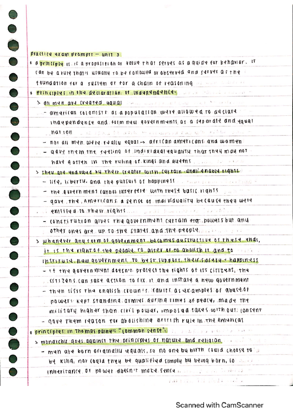 unit 3 — principles of the declaration of independence and ‘common ...