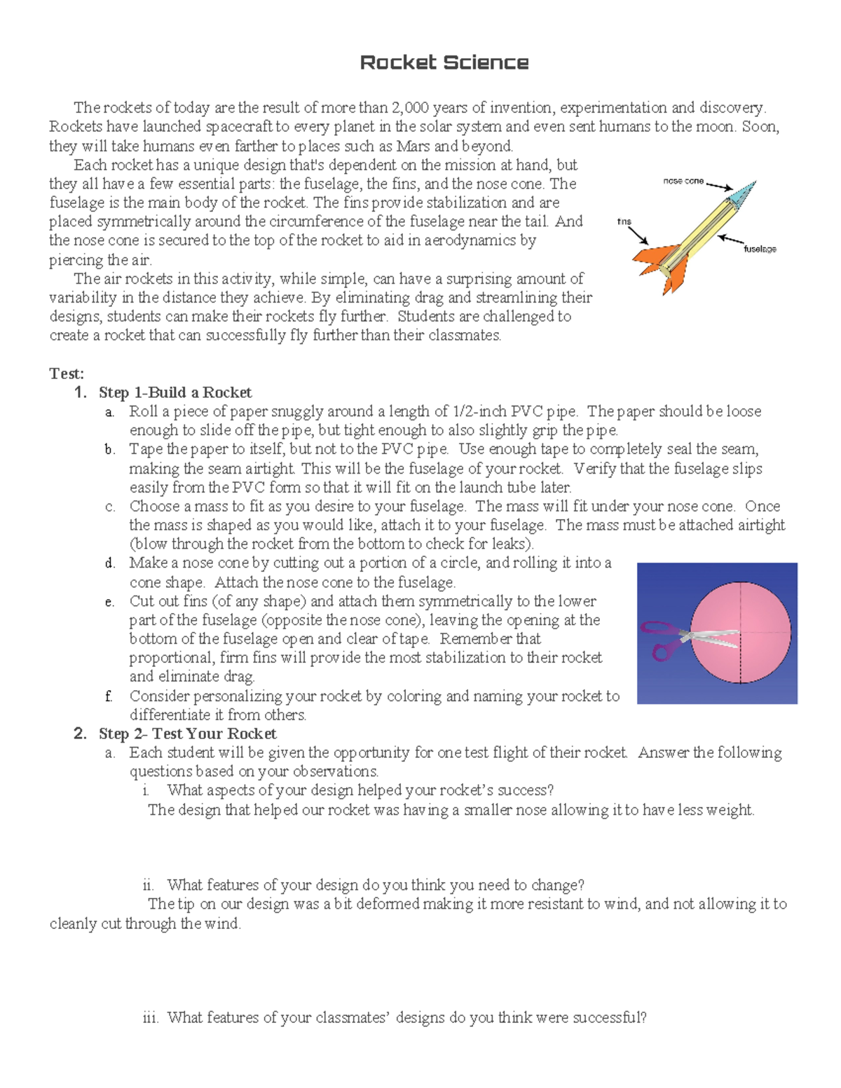 Lab Rocket Science - Rocket Science The rockets of today are the result ...
