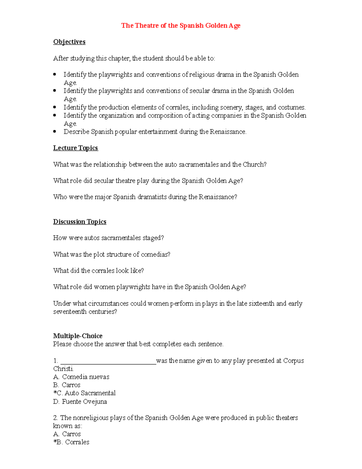 Ch07 The Theatre of the Spanish Golden Age - The Theatre of the Spanish ...