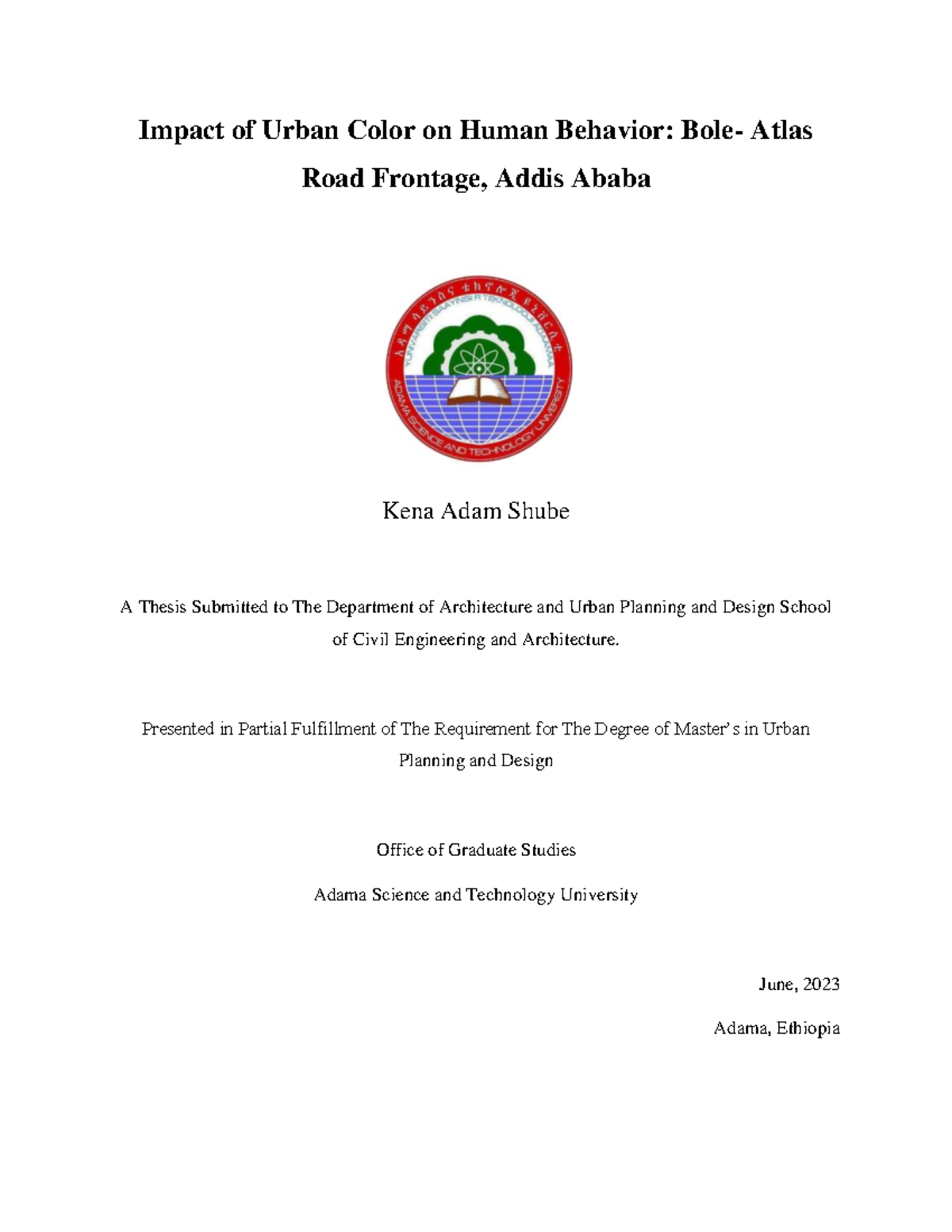 Impact of Color in Urban Aesthetics and Human Behaviour Addis Ababa ...