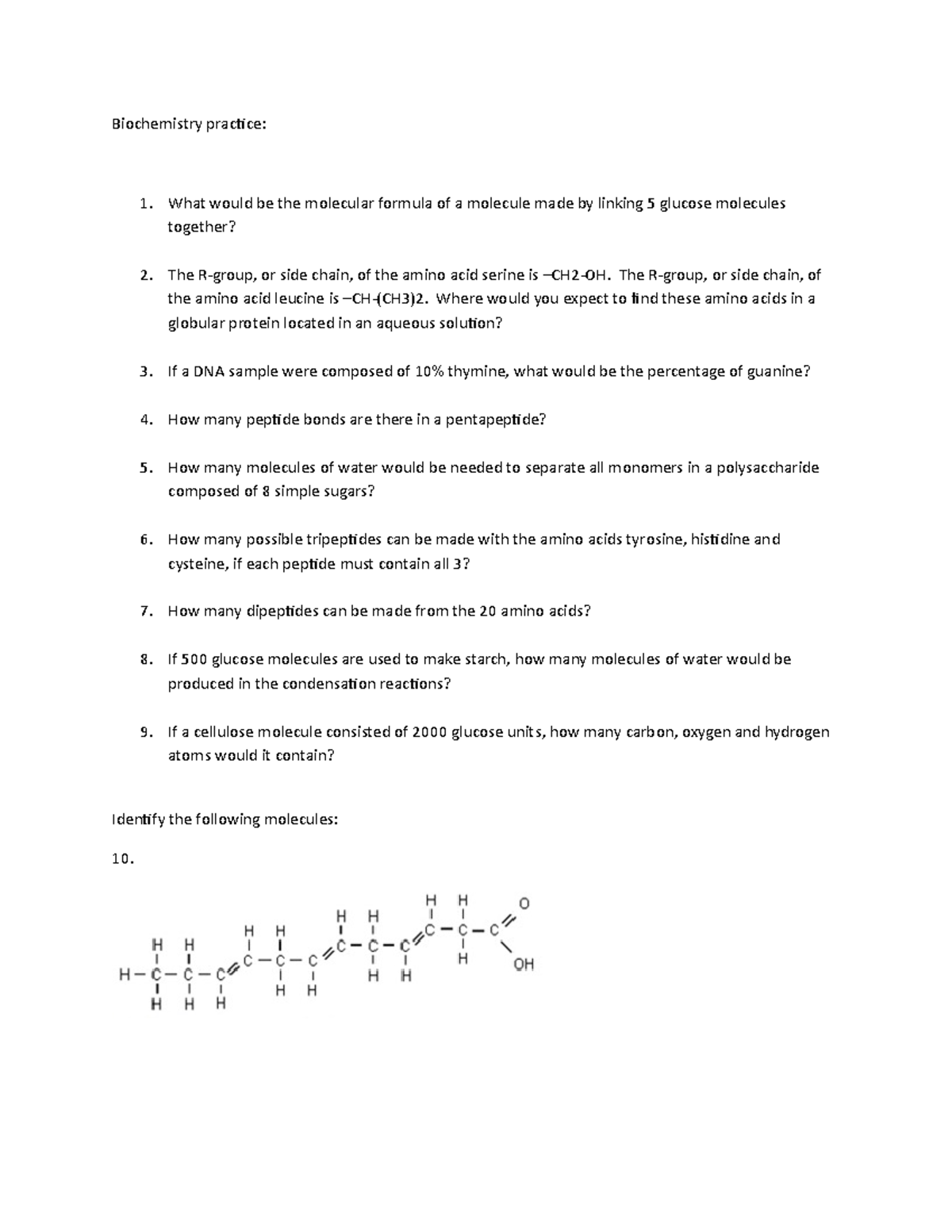 Ap biochemistry multiple choice practice - Biochemistry practice: What ...