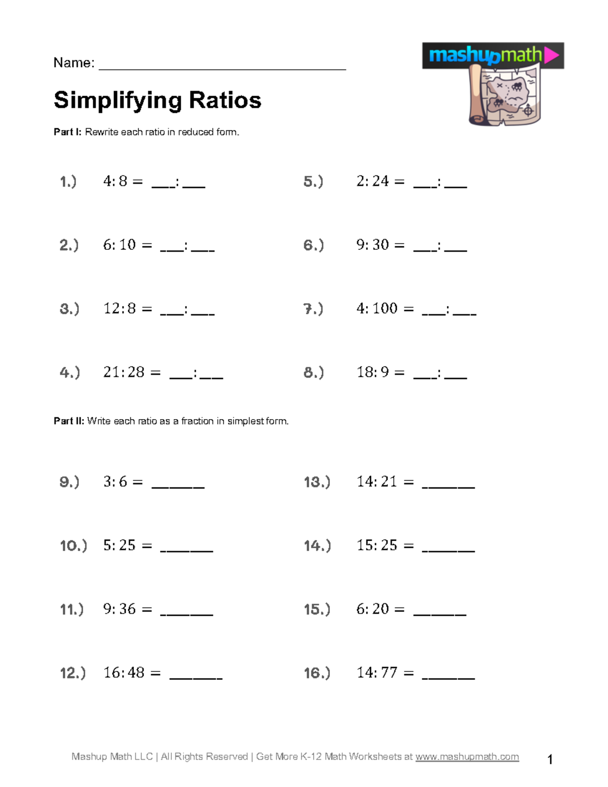 Simplifying+Ratios+(A) - Mashup Math LLC | All Rights Reserved | Get ...