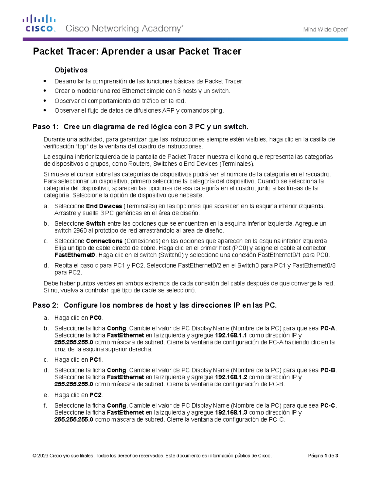3.5.2.4 Packet Tracer - Learn to Use Packet Tracer - Packet Tracer: Aprender a usar Packet ...