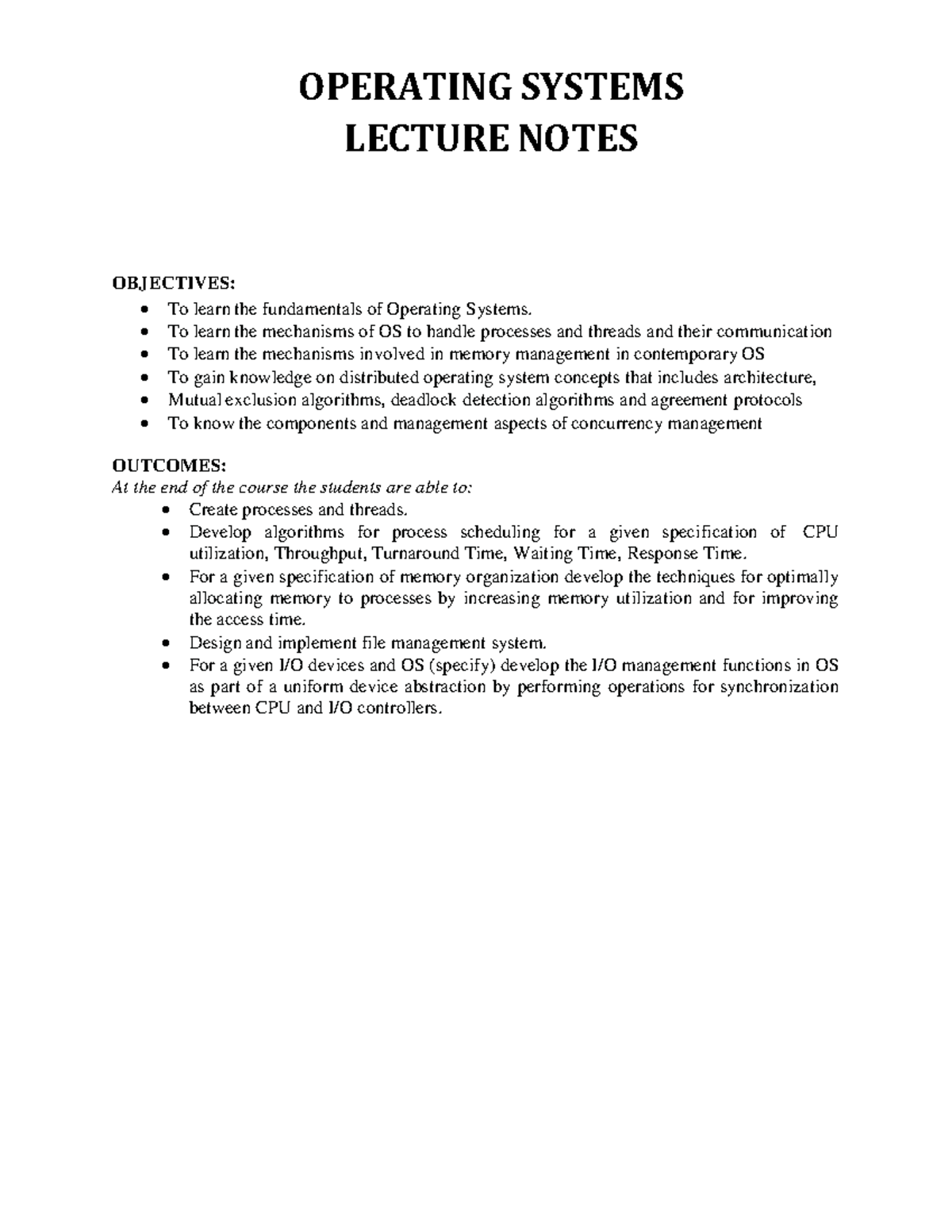 Operating Systems Unit 1 VSM - OPERATING SYSTEMS LECTURE NOTES ...