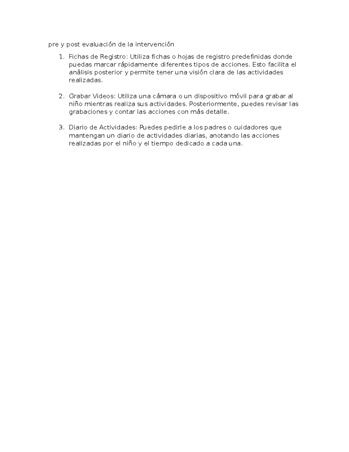 Pre y post - pre y post test - pre y post evaluación de la intervención ...