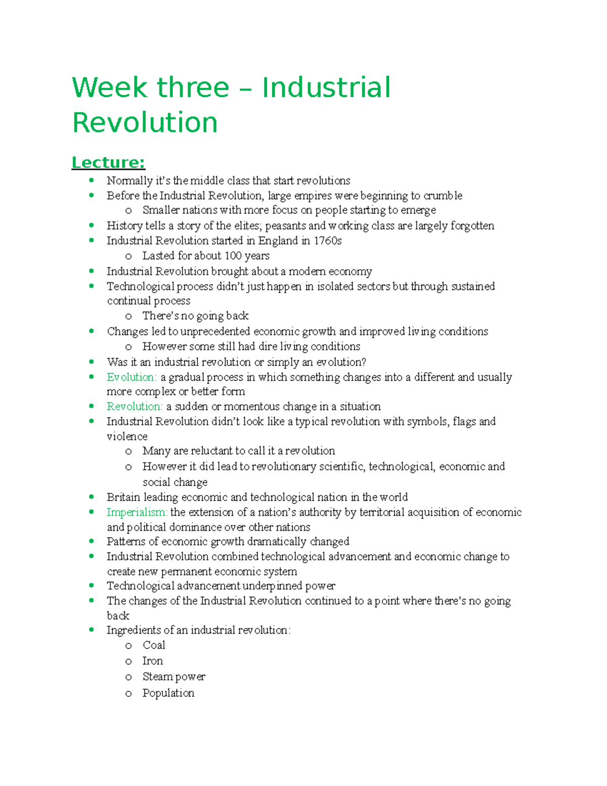 Week three - Notes from the lecture and readings - Week three ...