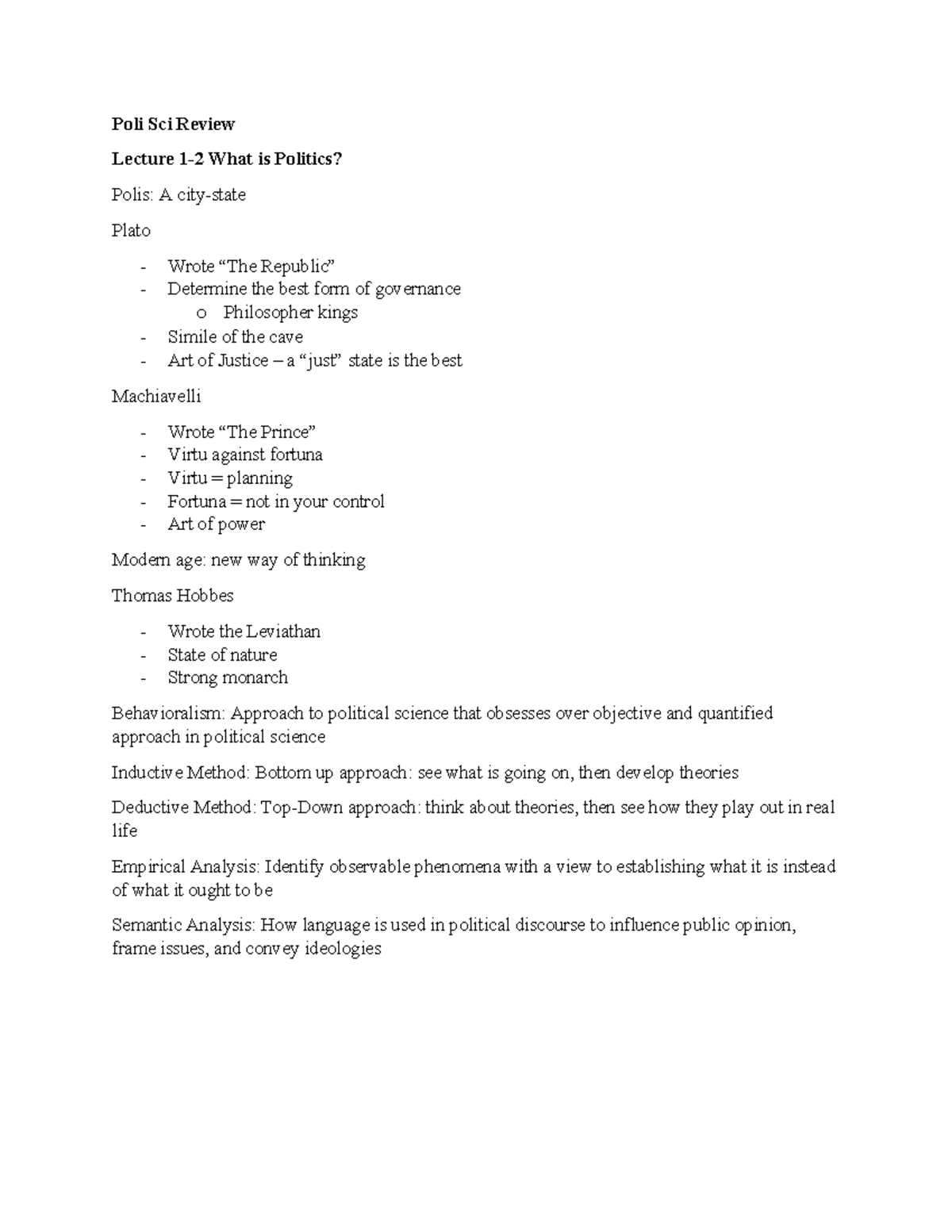 Poli Sci Review - Summary Introduction To Politics - Poli Sci Review ...