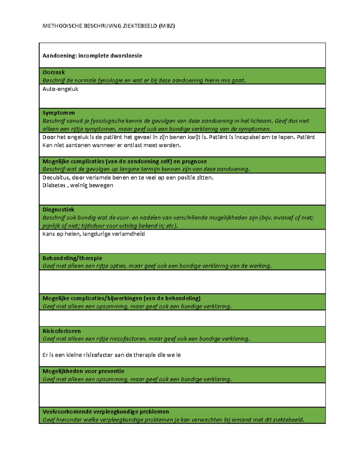 2324 M MB Format MBZ - ingevulde voorbeeld van een MBZ - METHODISCHE ...