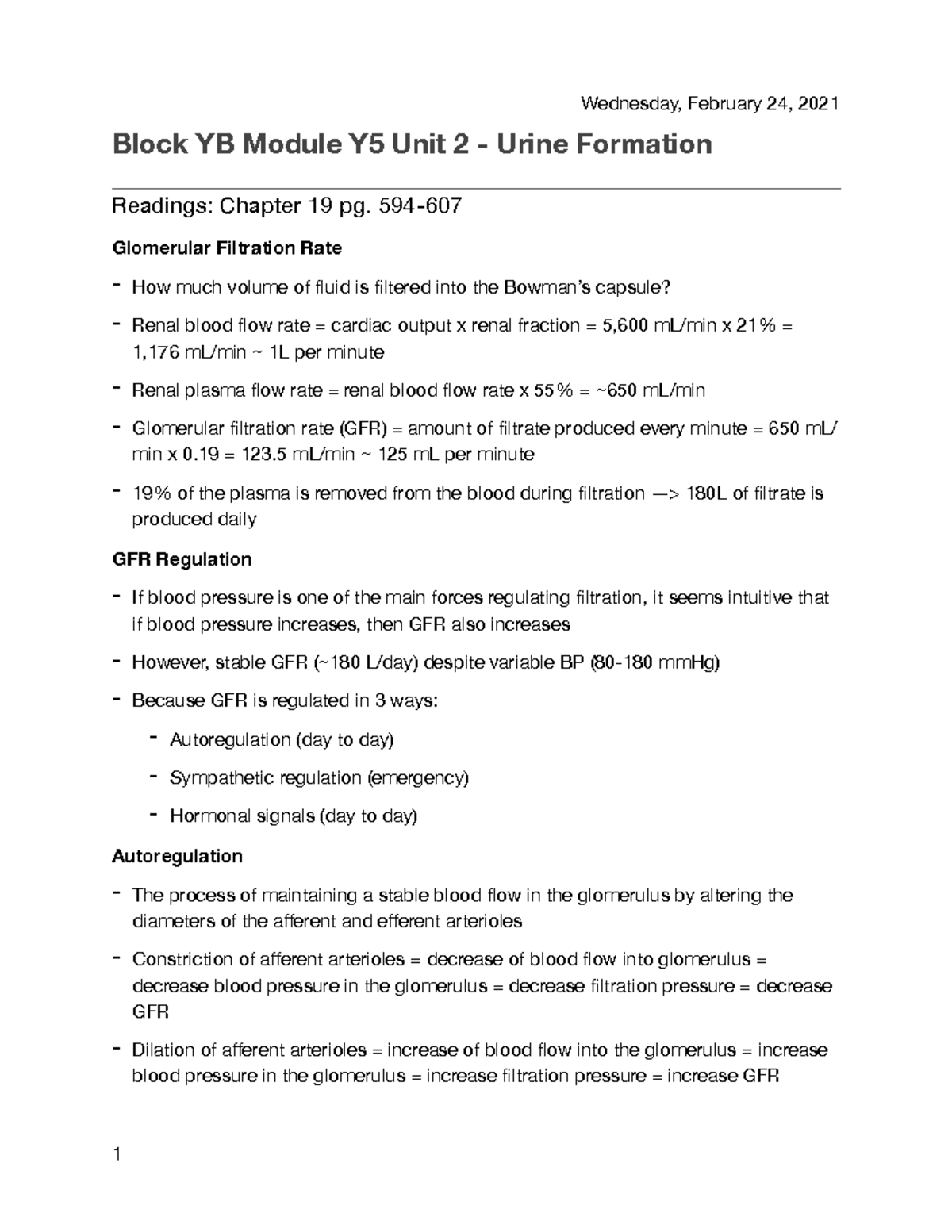 YB Y5 Unit 2 - Dr. Cindy Penney - Block YB Module Y5 Unit 2 - Urine ...
