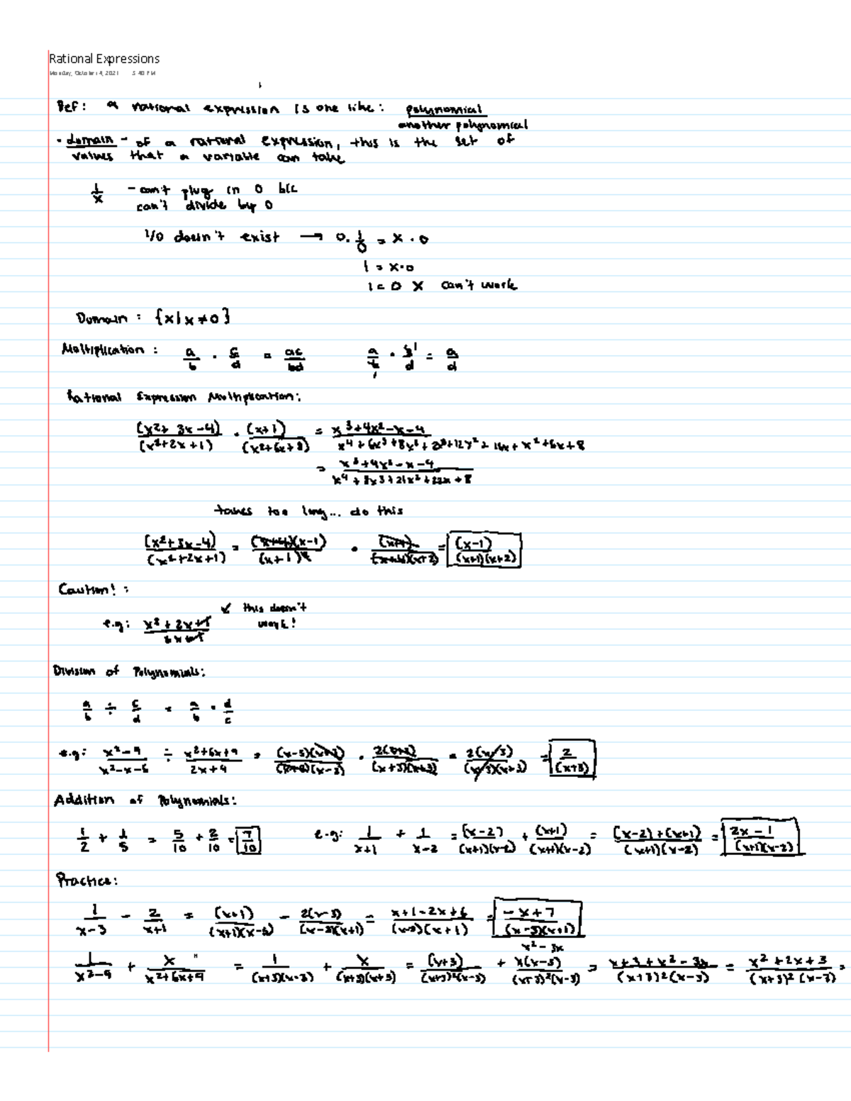 Rational expressions - unit 1 - MATH 9 - , ZĂƚŝŽŶĂů džƉƌĞƐƐŝŽŶƐ ...