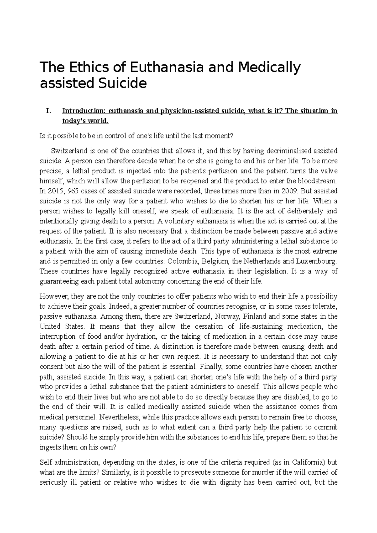 The ethics of euthanasia and medically assisted suicide - The Ethics of ...