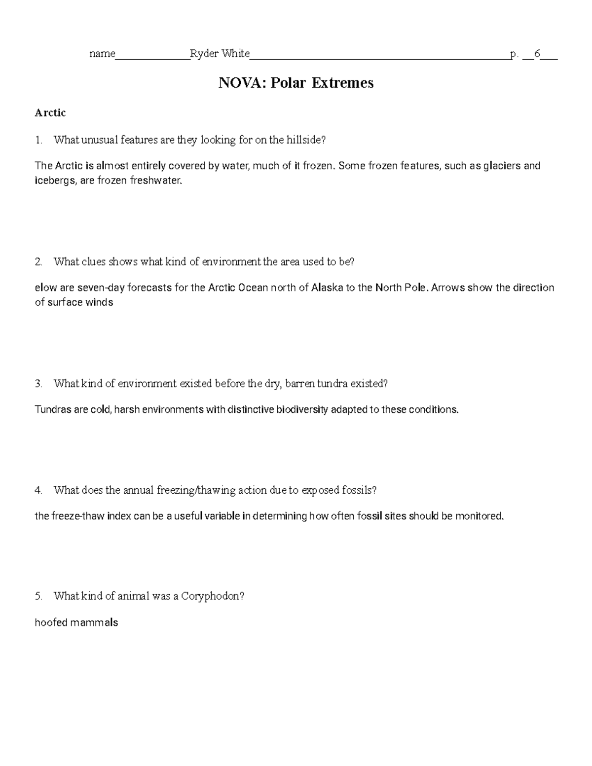 Copy of NOVA Polar Extremes - name_____________Ryder - Studocu