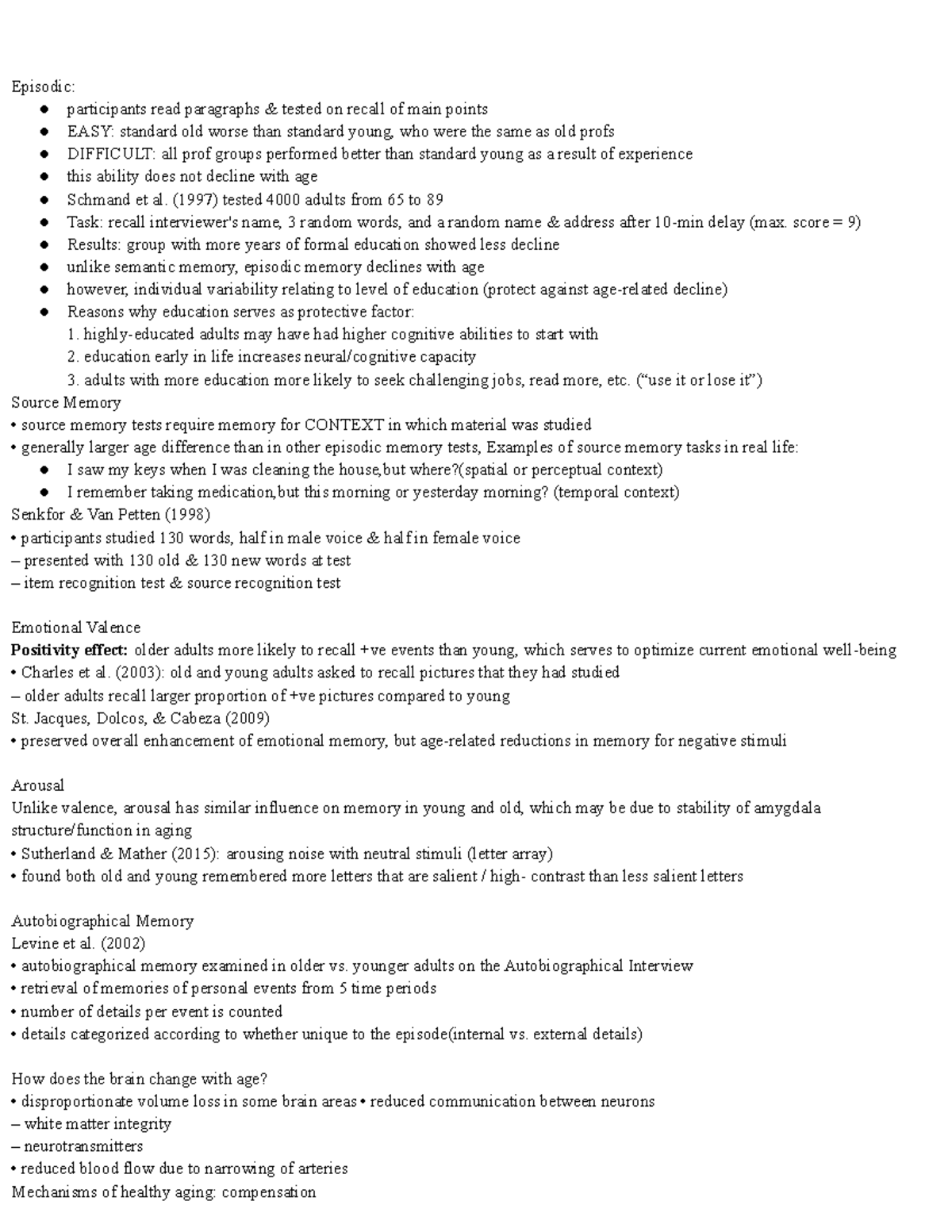Lecture 8 notes for final - Episodic: participants read paragraphs ...