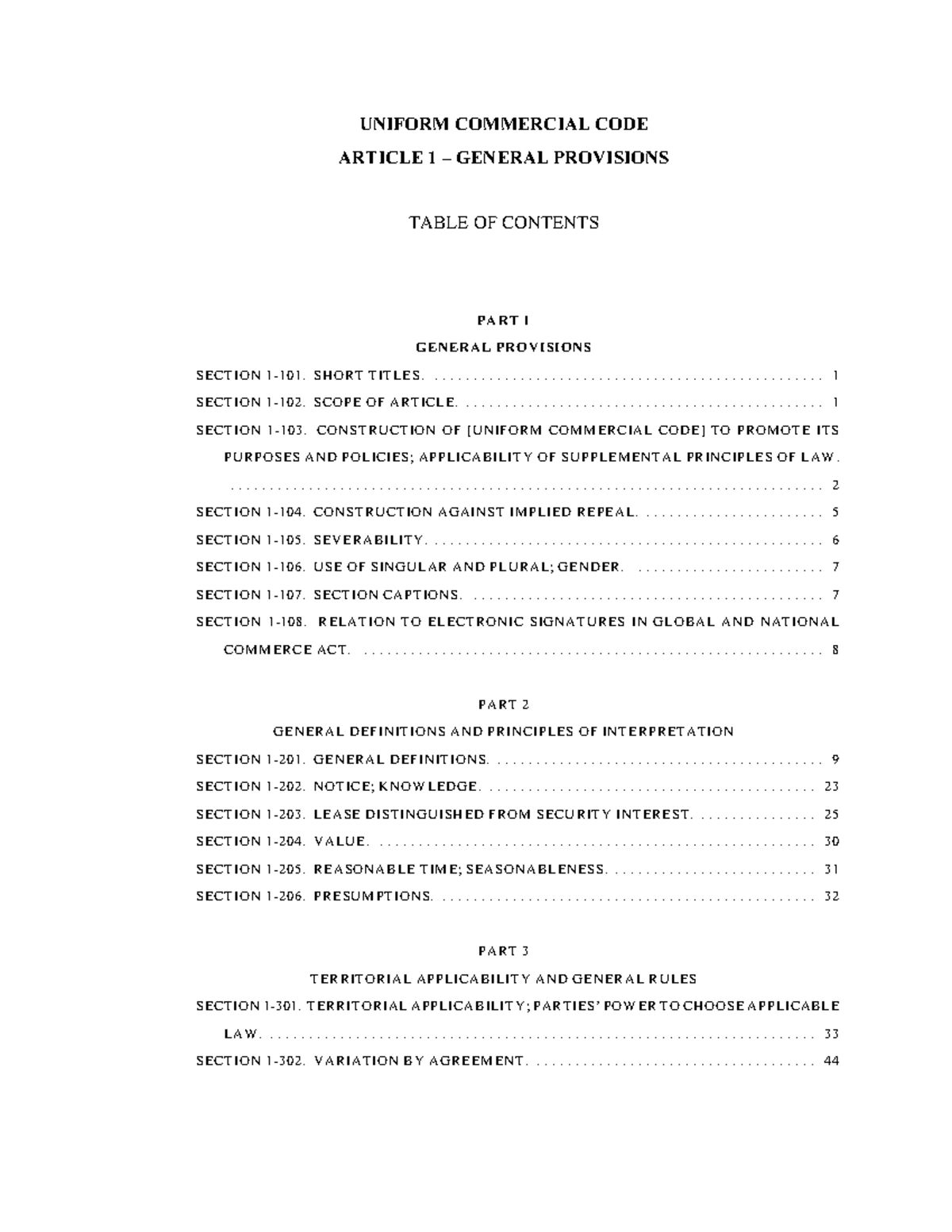 Uniform Commercial Codearticle 1cherokee - UNIFORM COMMERCIAL CODE ...