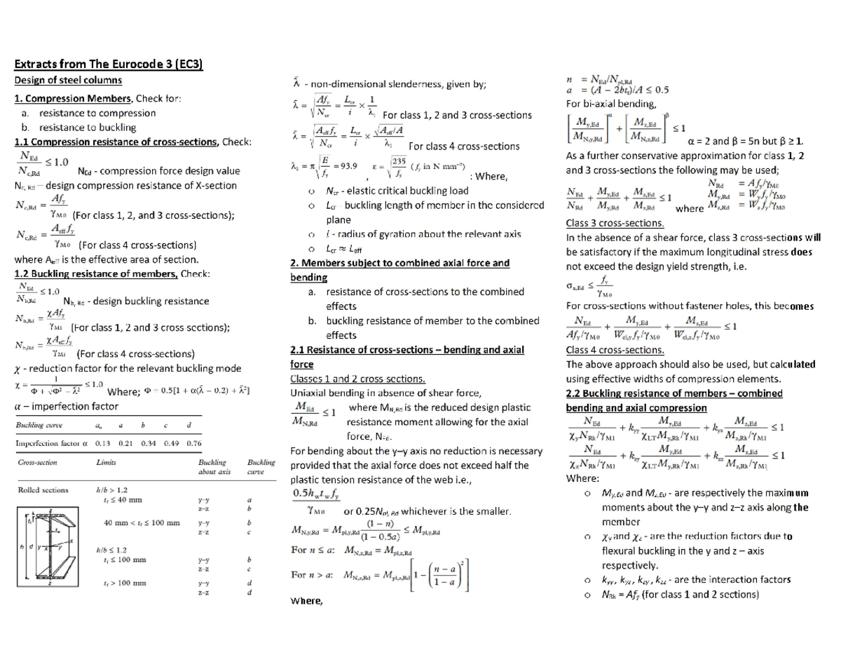 Design of steel columns (EC3 Extract) - Extracts from The Eurocode 3 ...