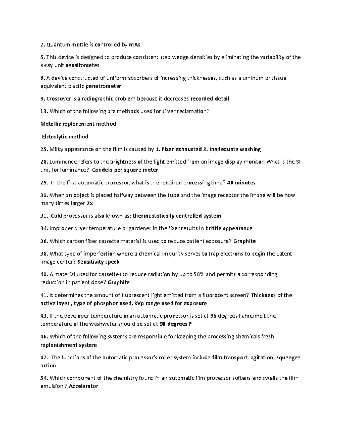 Cluster 2 test4 - Radtech - Quantum mottle is controlled by mAs This ...