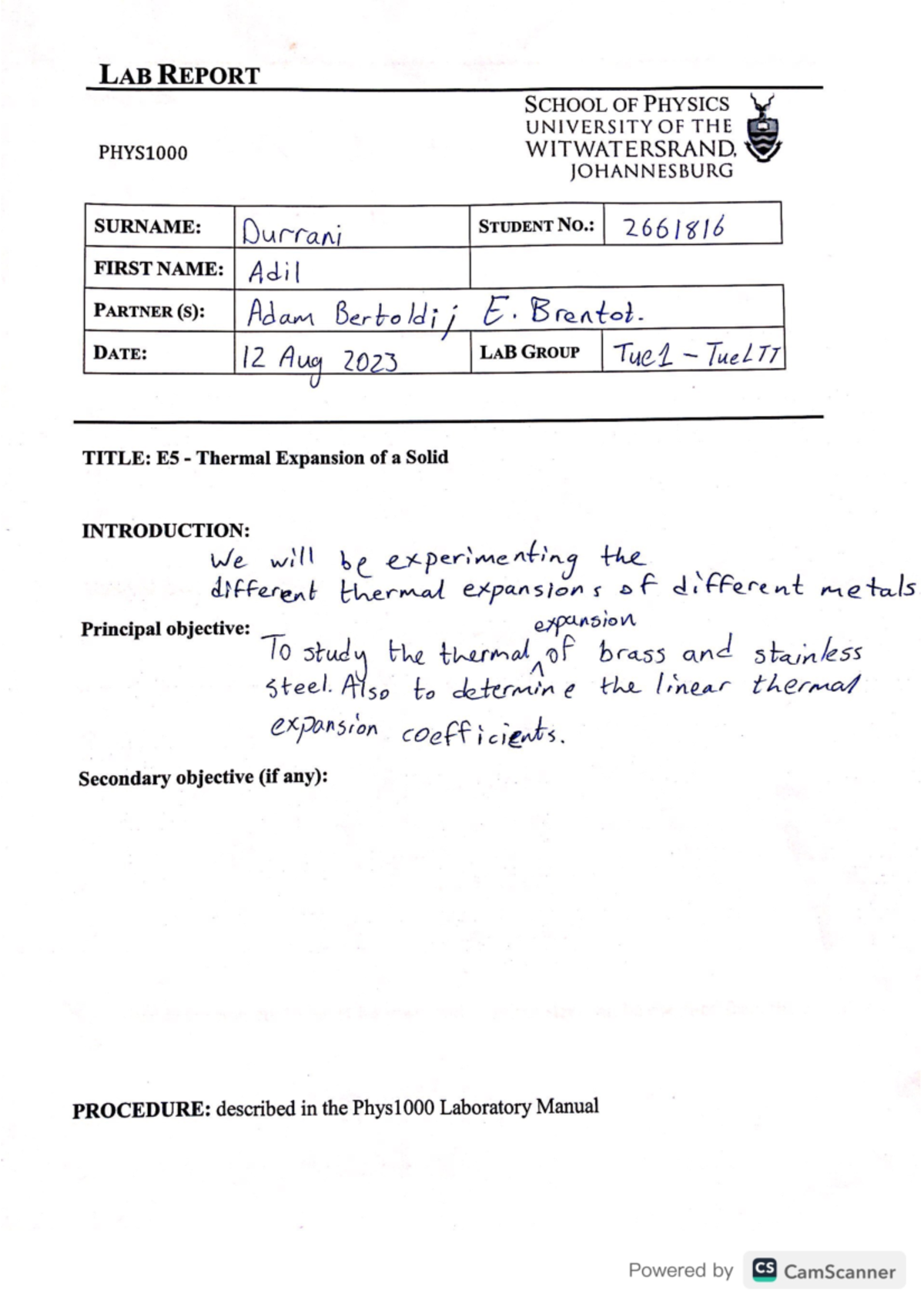Exp5 - Lab report exp5 - PHYS1032/1033 - Studocu