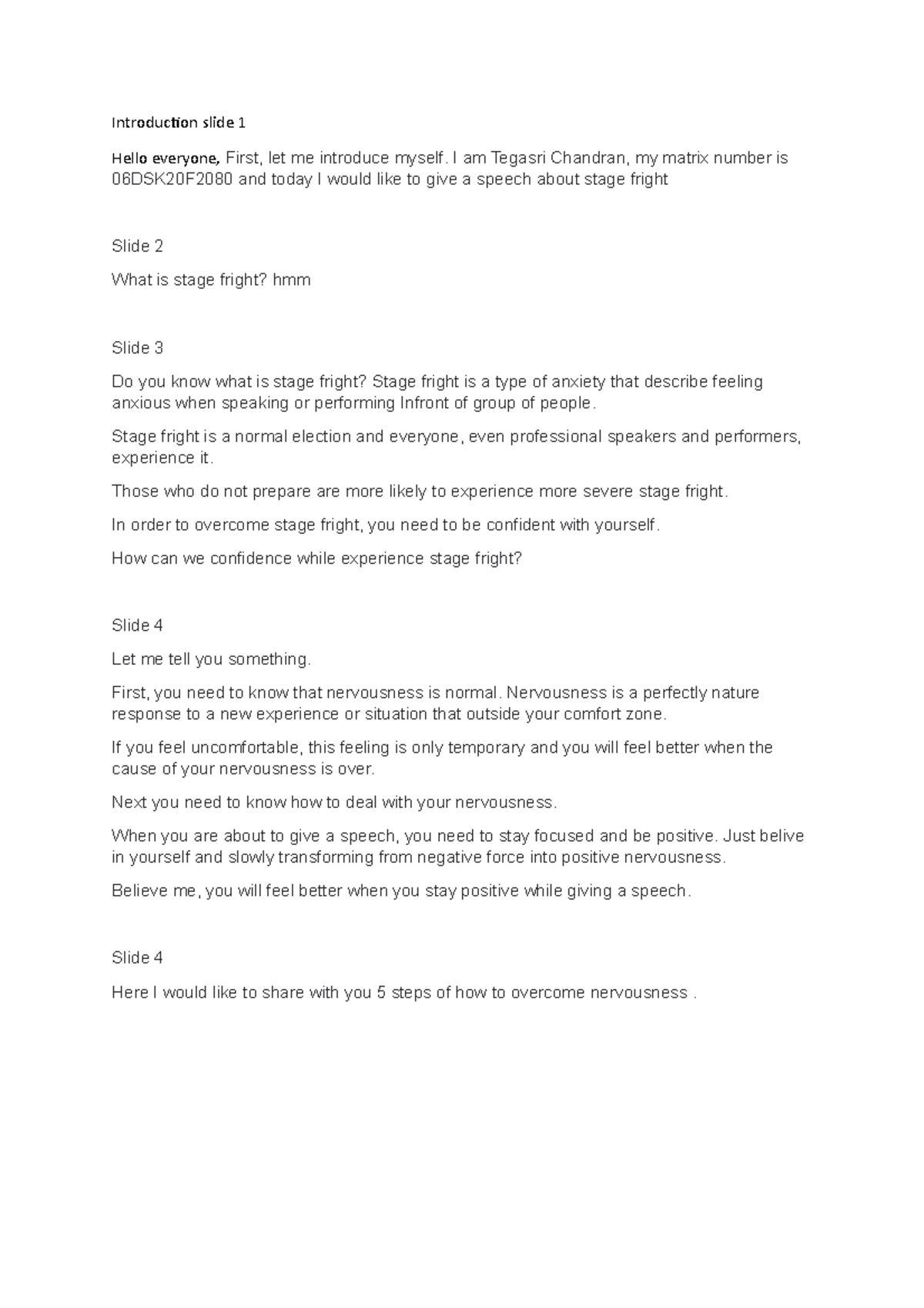 PS Dialogue Speech revision - Introduction slide 1 Hello everyone ...