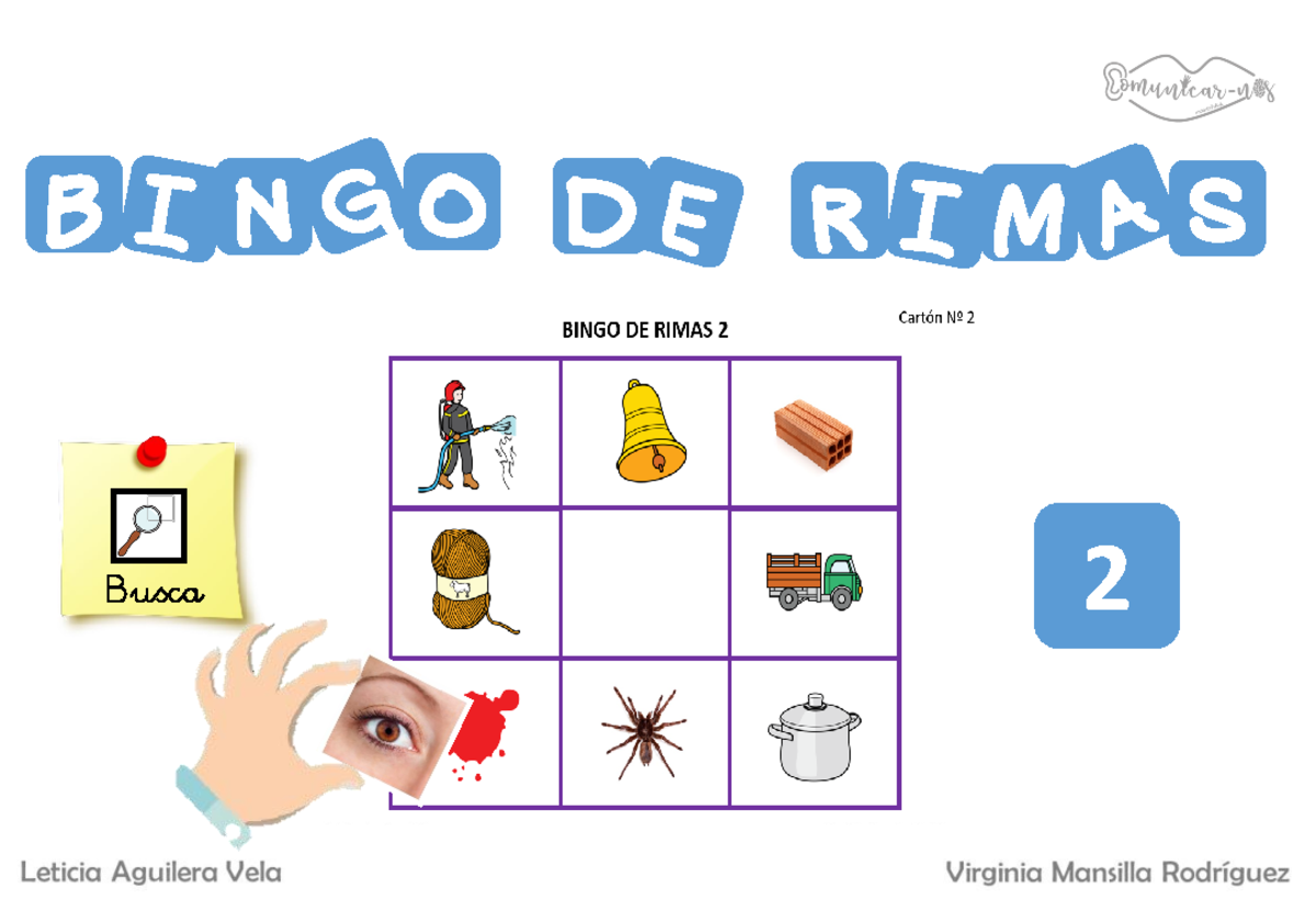 Bingo de rimas manipulativo 2 - Busca B N O D R M S 2 OBJETIVO GENERAL ...