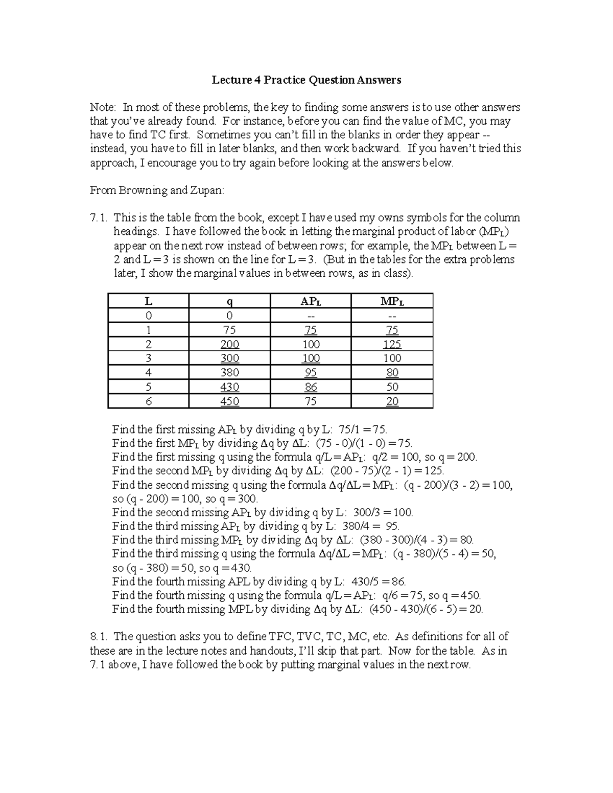 Practice 4a - Lecture notes 4 - Lecture 4 Practice Question Answers ...