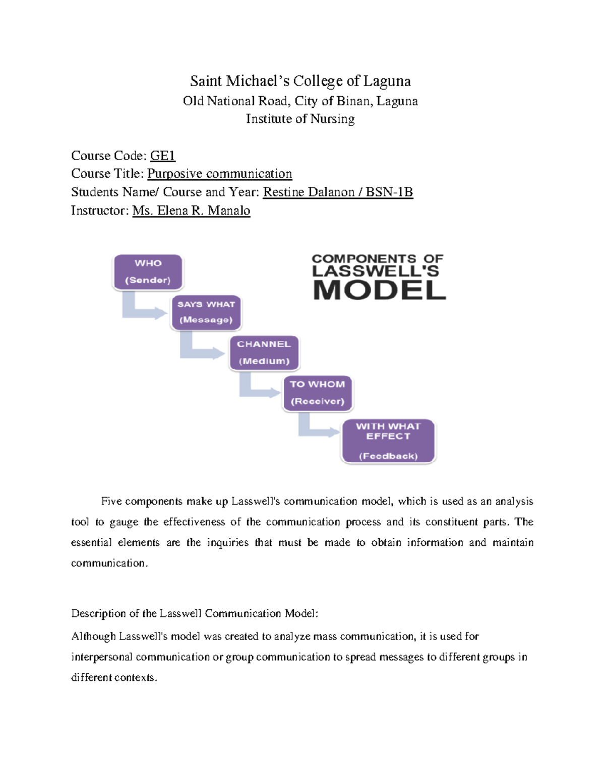 Dalanon Restine - Module 1 - TASK 1 - Saint Michael’s College of Laguna ...