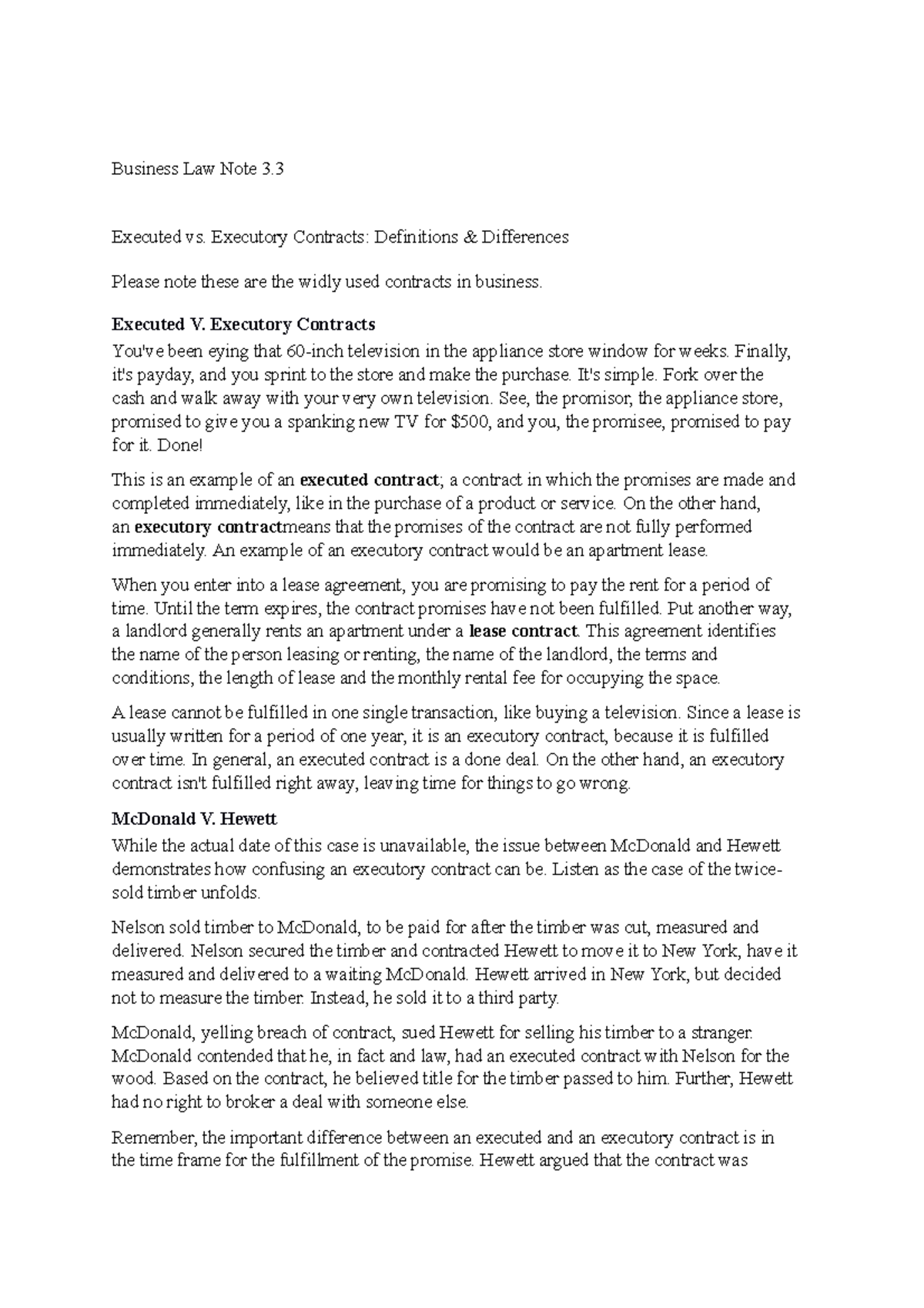 Business Law Note 3.3 - ................ - Business Law Note 3 ...