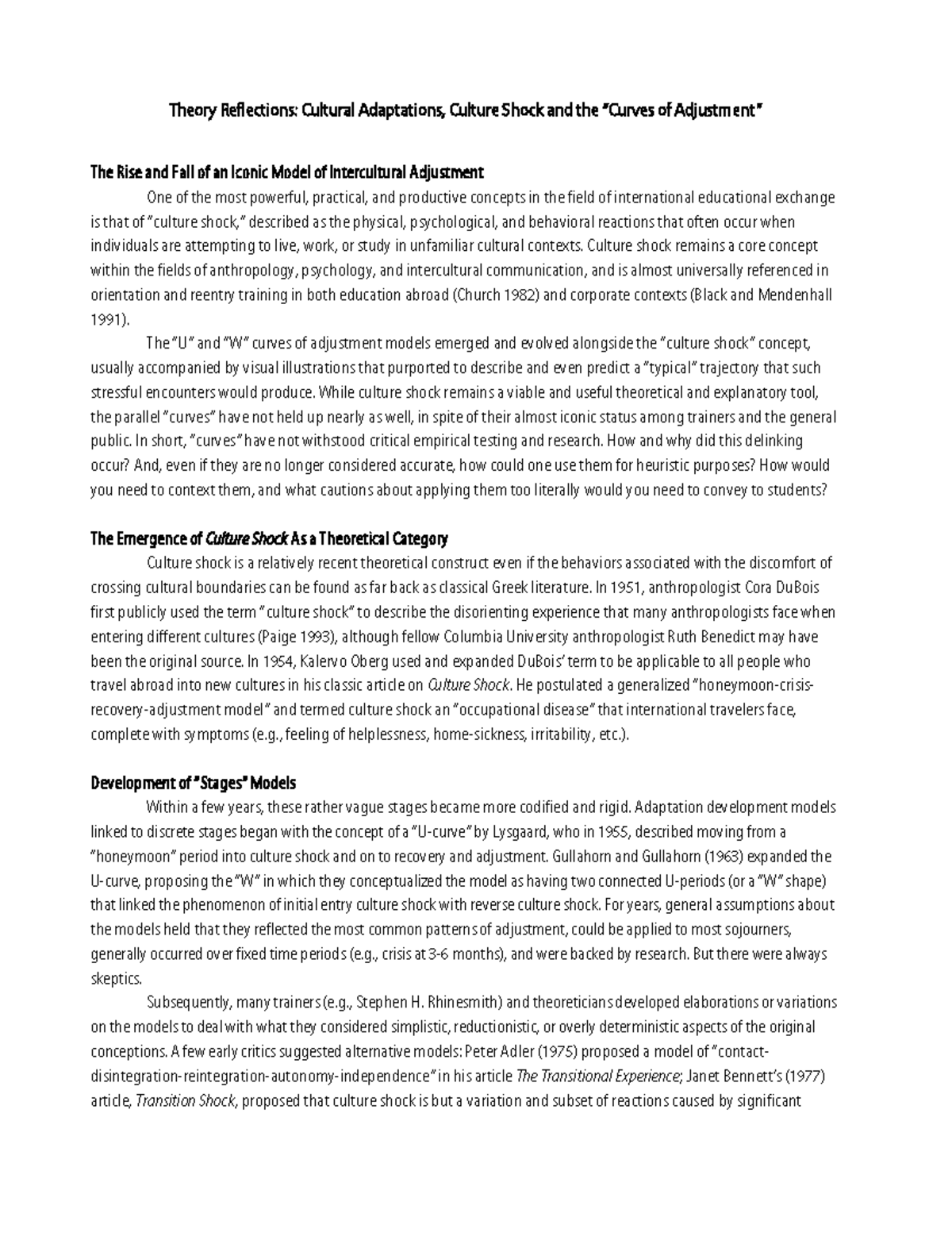 Theory connections adjustment culture curve - Theory Reflections ...